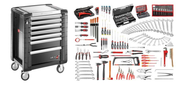Facom JET7.M140A 200pce General Metric Tool Kit C/W JET.7GM3 Roller Ca
